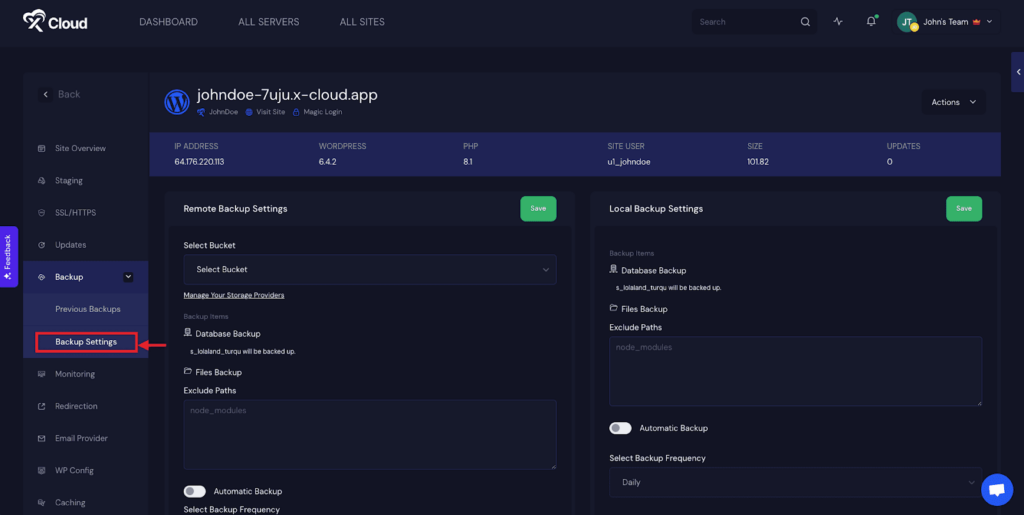 Site Backups In xCloud - xCloud