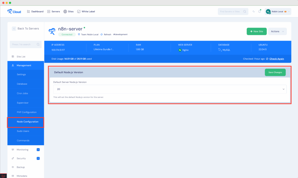 How to Change Node Version with xCloud - xCloud